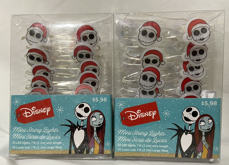 JACK SKELLINGTON Santa Jack MINI Disney LED LIGHTS 20 LED - 7 Ft. SET ...