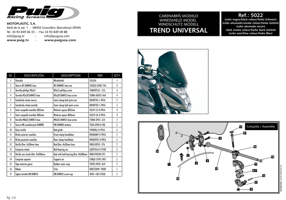 Puig Stream Screen Windshield Light Smoke Suzuki SFV 650 Gladius 2009 ...