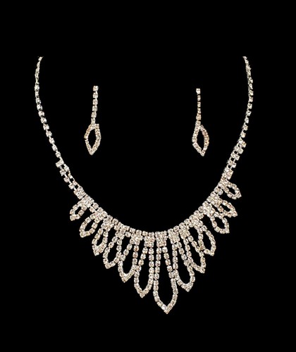 Set 2 Pz. Ornamento da Sposa Collana Catena Orecchini Collier Chiaro/Argento | eBay