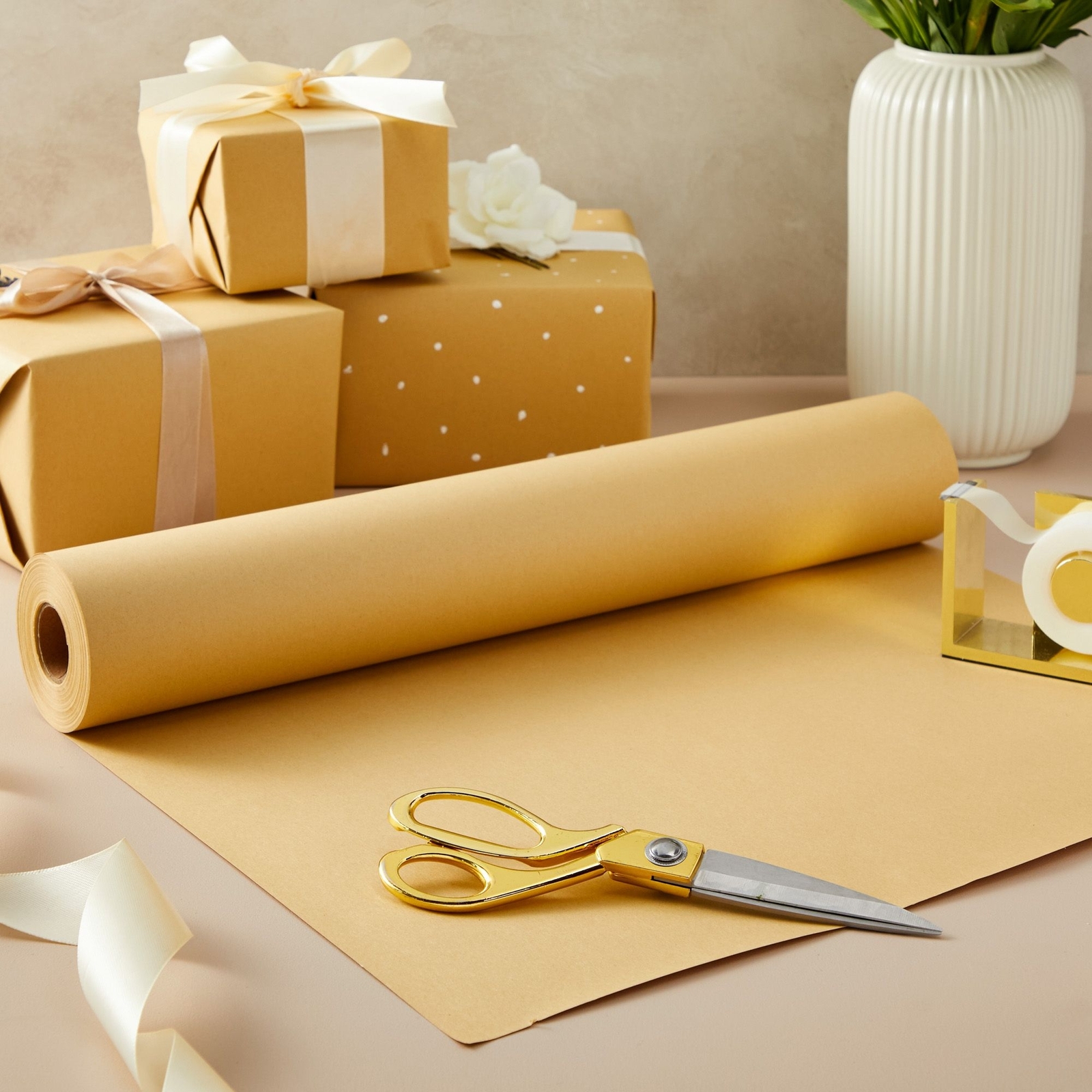 Kraft Paper Roll 17.5 x 1200 In, Brown Shipping Paper for Wrapping (100 ...