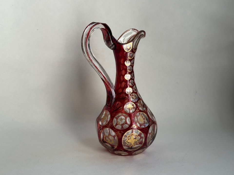 Antique Czech Bohemian Engraved Ruby Red Cut-to-Clear Glass Decanter ...