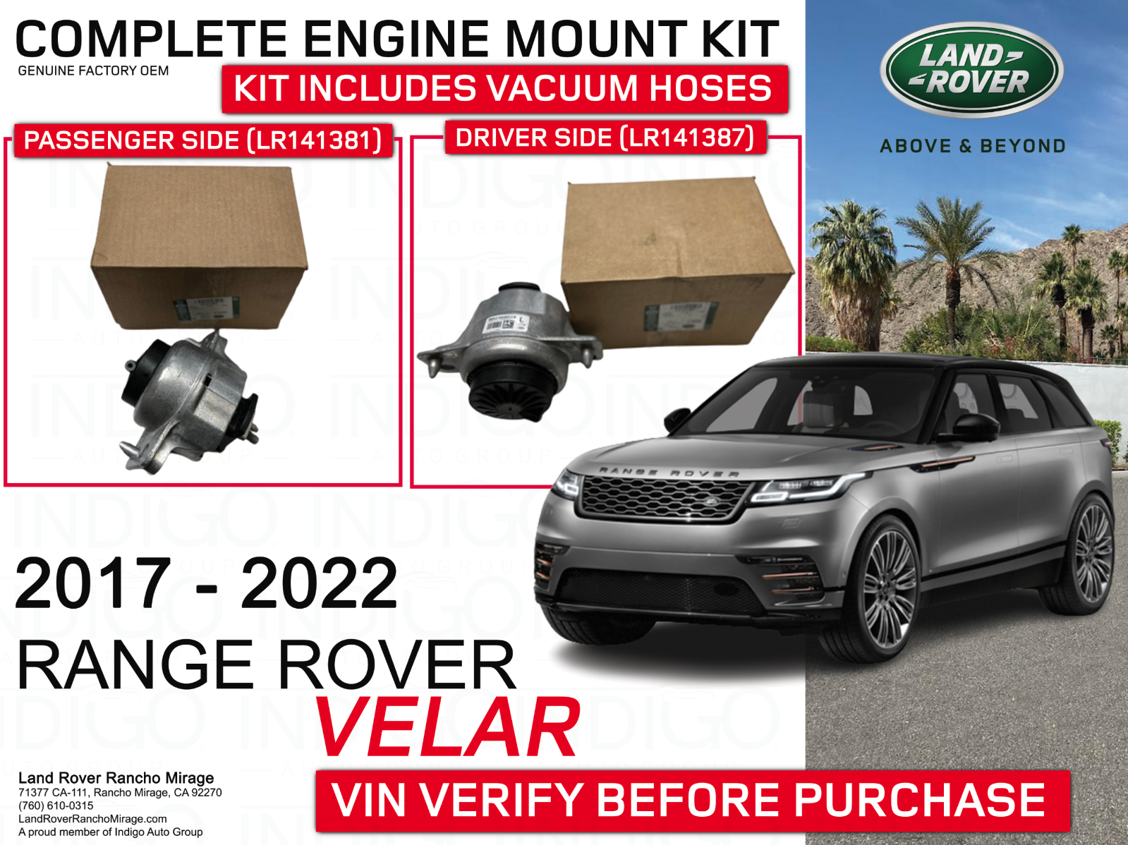 GENUINE LAND ROVER ENGINE MOUNT BRACKET KIT RANGE ROVER VELAR | eBay