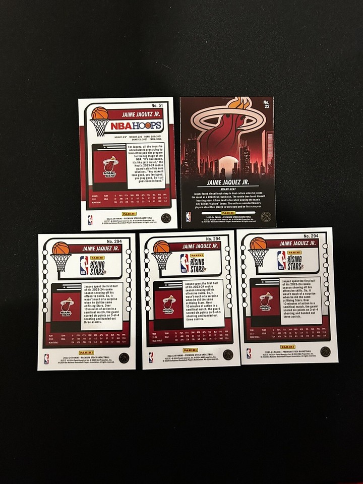 (5) Jaime Jacquez Jr 2024-25 Premium Stock Miami Heat Rookie Lot | eBay
