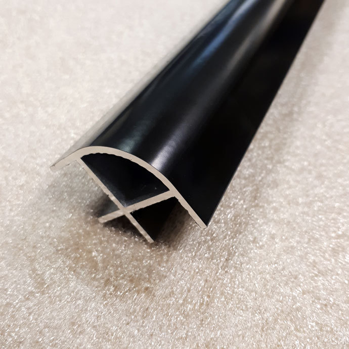 4 x 2400mm BLACK ALUMINIUM SMALL CURVED CORNER PROFILE 15mm BOARDS ...