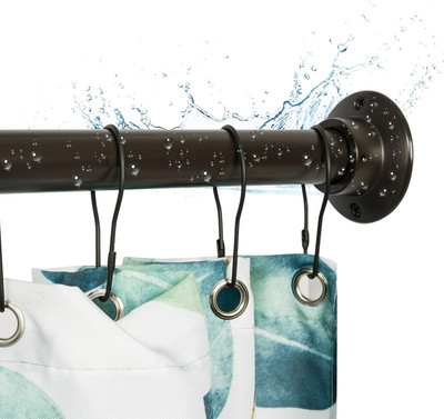 60" Heavy Duty Straight Shower Rod with Shower Rod Flange, Permanent ...
