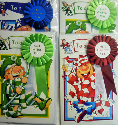 Scottish Football Fan Man Boys Birthday Card & Rosette Rangers, Celtic ...