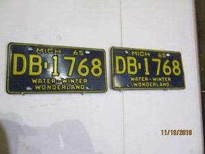 1965 ORIGINAL Vintage LICENSE PLATE MICHIGAN water winter wonderland ...