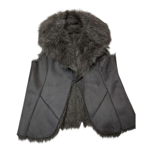 Fever Faux fur vest gray womens L Penny Lane style 70s boho hippie ...