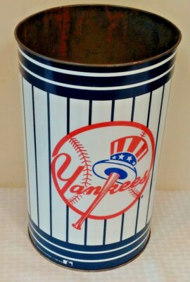 Vintage New York Yankees MLB Baseball Metal Trash Waste Can 13'' P&K ...
