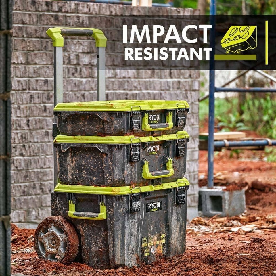 RYOBI 22" LINK Rolling Modular Tool Box Storage System 200lbs Bundle ...