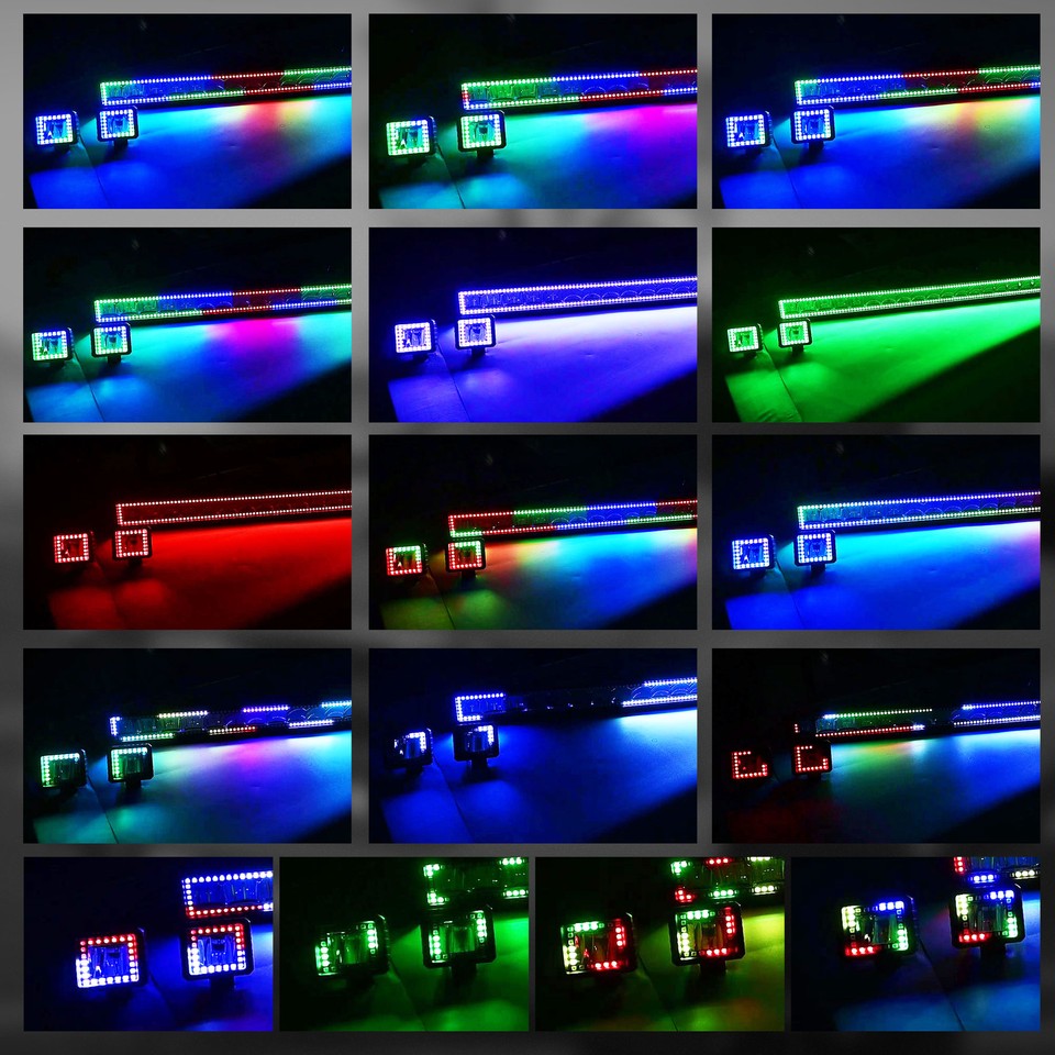 52"inch 300W Offroad LED Light Bar RGB Halo Chasing & Remote Kits For ...