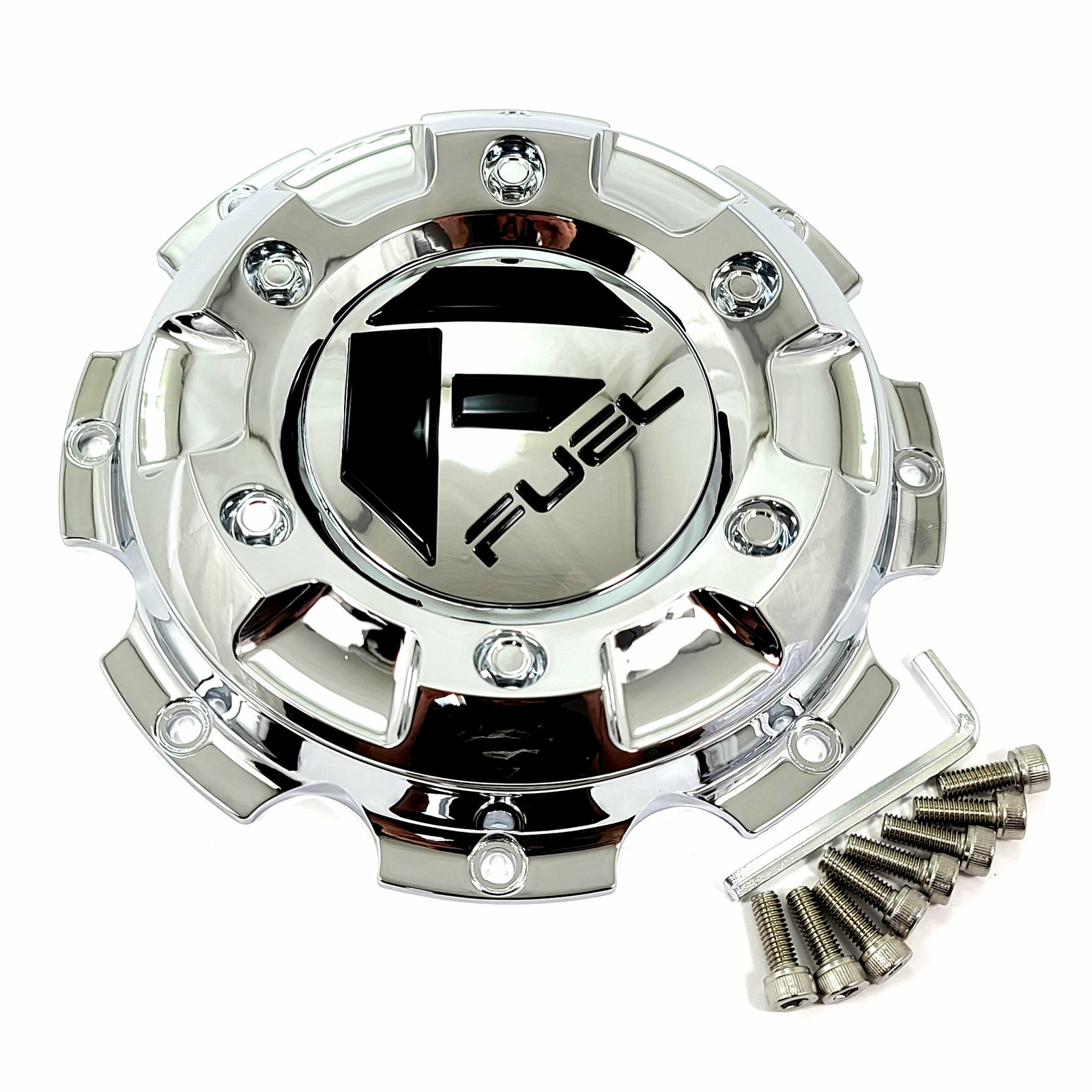 Fuel Chrome Wheel Center Hub Cap 7-13/16"OD 1-3/8"H Dually Closed-End ...