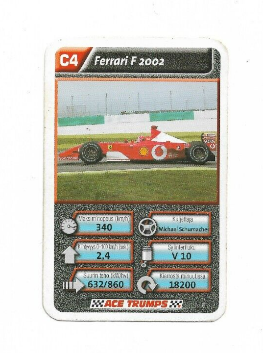 2003 Ace Trumps F1 Formula 1 Playing cards Finnish #C4 Michael ...