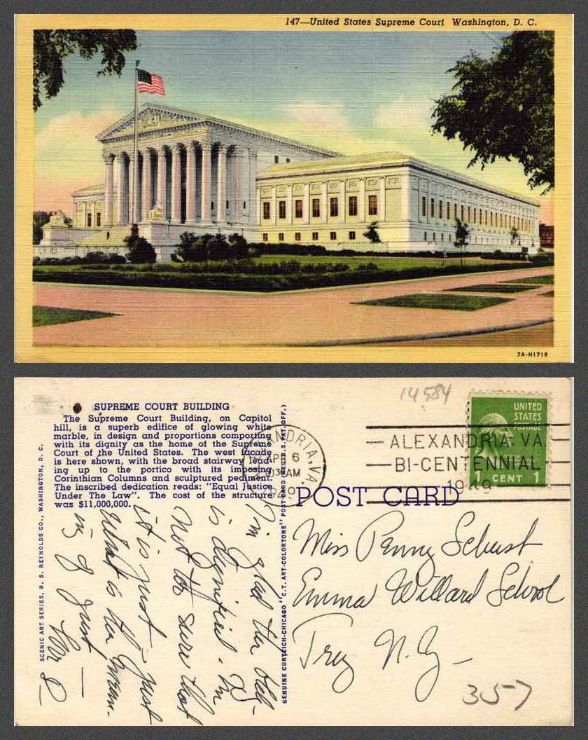 DISTRICT OF COLUMBIA US Supreme Court VINTAGE POSTCARD | eBay