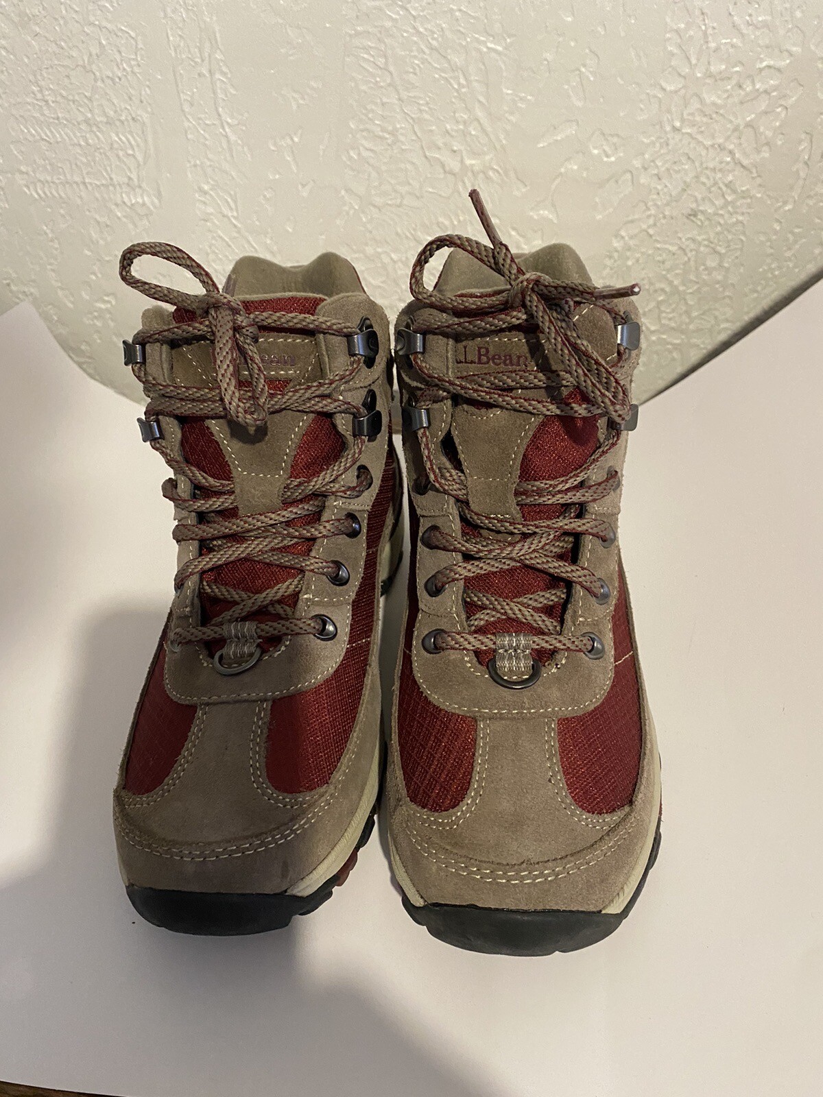 LL Bean Womens Tek 2.5 Primaloft Hiking Boot Brown Suede Red Mesh Size ...
