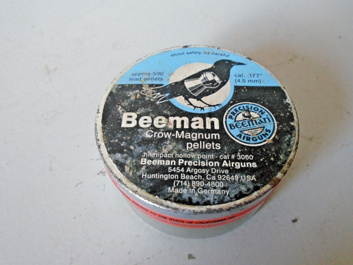 Vintage Beeman Crow-Magnum .177 Pellets For Air Rifle 500-Count Tin ...