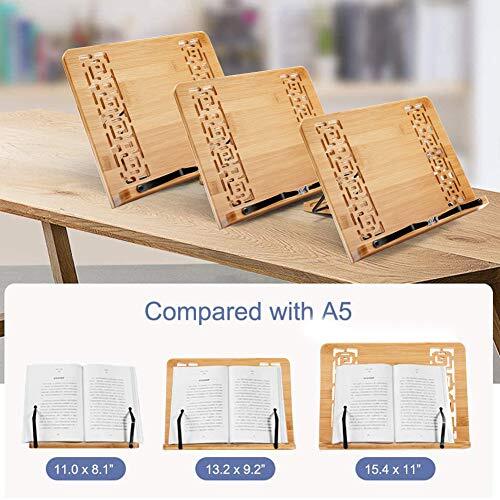 Large Size Bamboo Book Stand and Cookbook Holders for Reading Hands ...