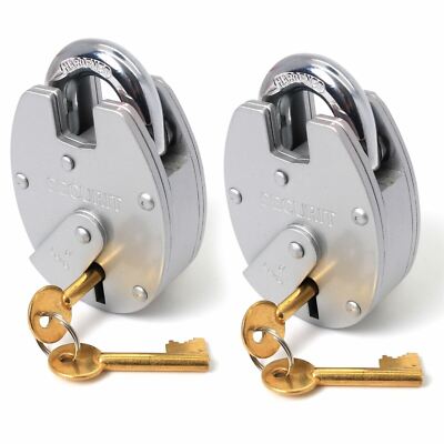 2x CLOSED SHACKLE PADLOCKS Hardened 6 Lever Safety Gate Shutter Lock ...