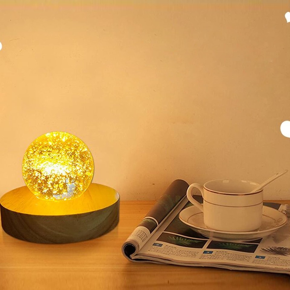 4" LED Wood Display Base for Crystals Glass Art, Warm Light Crystal ...