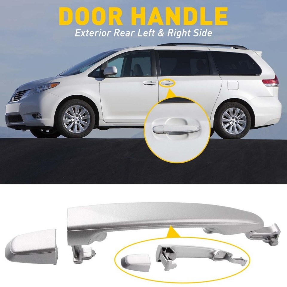 Door Exterior Handle Rear 2004-2010 For Silver L/R Toyota Sienna Pearl ...