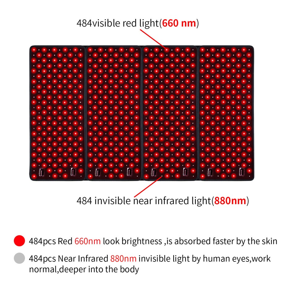 40W Infrared Red Light Therapy Mat For Full Body Pain Relief 968 LEDs 4 ...