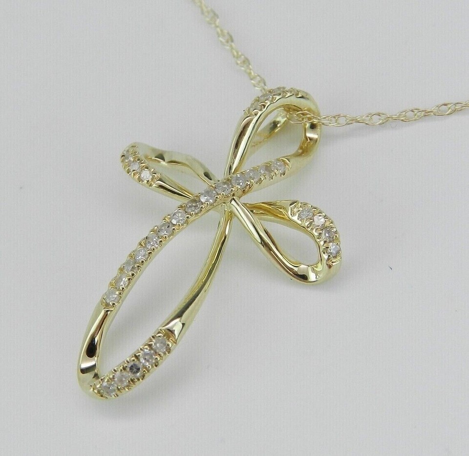 1Ct Lab Created Diamond Cross Pendant 14K Yellow Gold Plated Silver ...