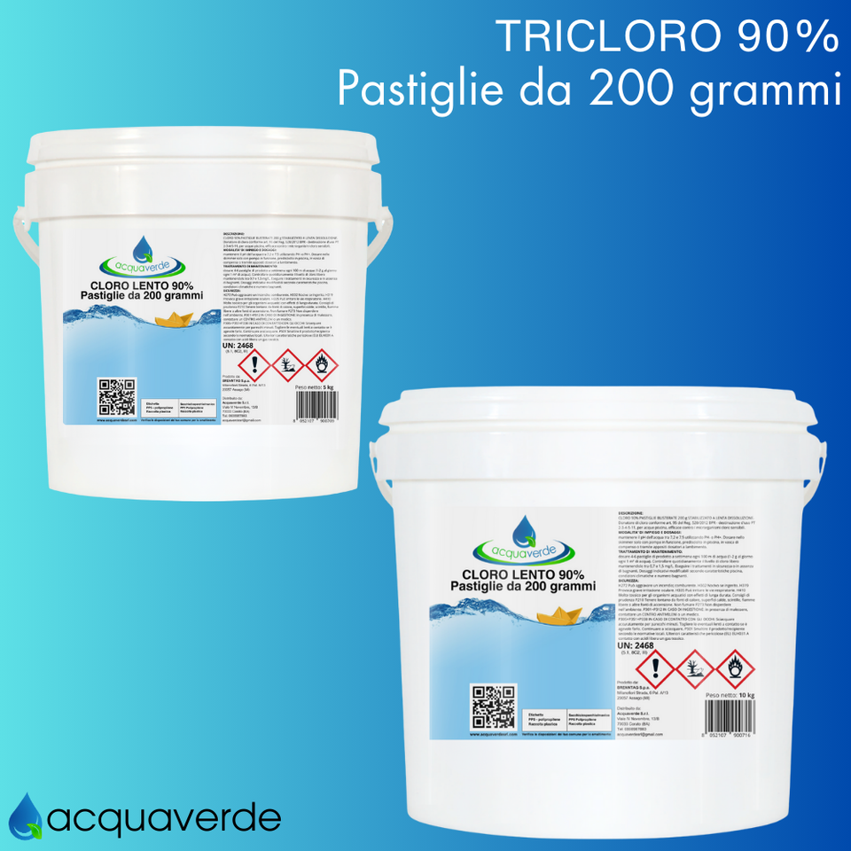 Acquaverde CLORO 90% in PASTIGLIE DA 200g TRICLORO IGIENE per ACQUA ...