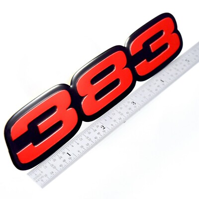 1x Red 383 Badge Emblem Front Fender Hood Pair For Mopar 69 Camaro 70 ...