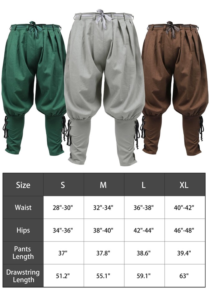 Medieval Renaissance Ankle Banded Pants for Men Linen Viking Pirate ...