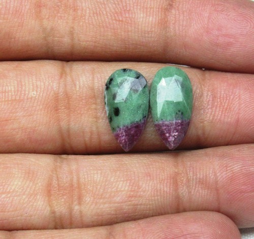 Natural Ruby Zoisite Rose Cut Faceted Pair 7.40 ct Loose Gemstone H ...