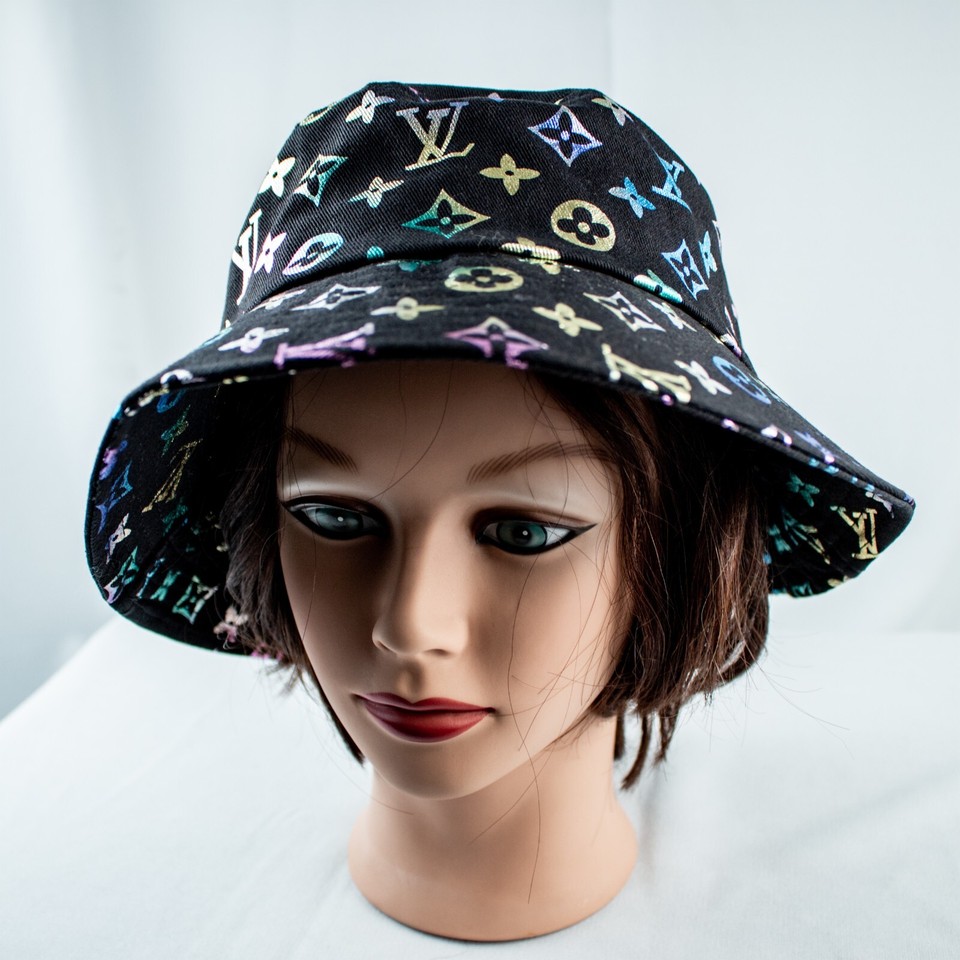 LOUIS VUITTON Paris New Black Multicolor Bucket Unisex Hat Size M 7 1/8 ...
