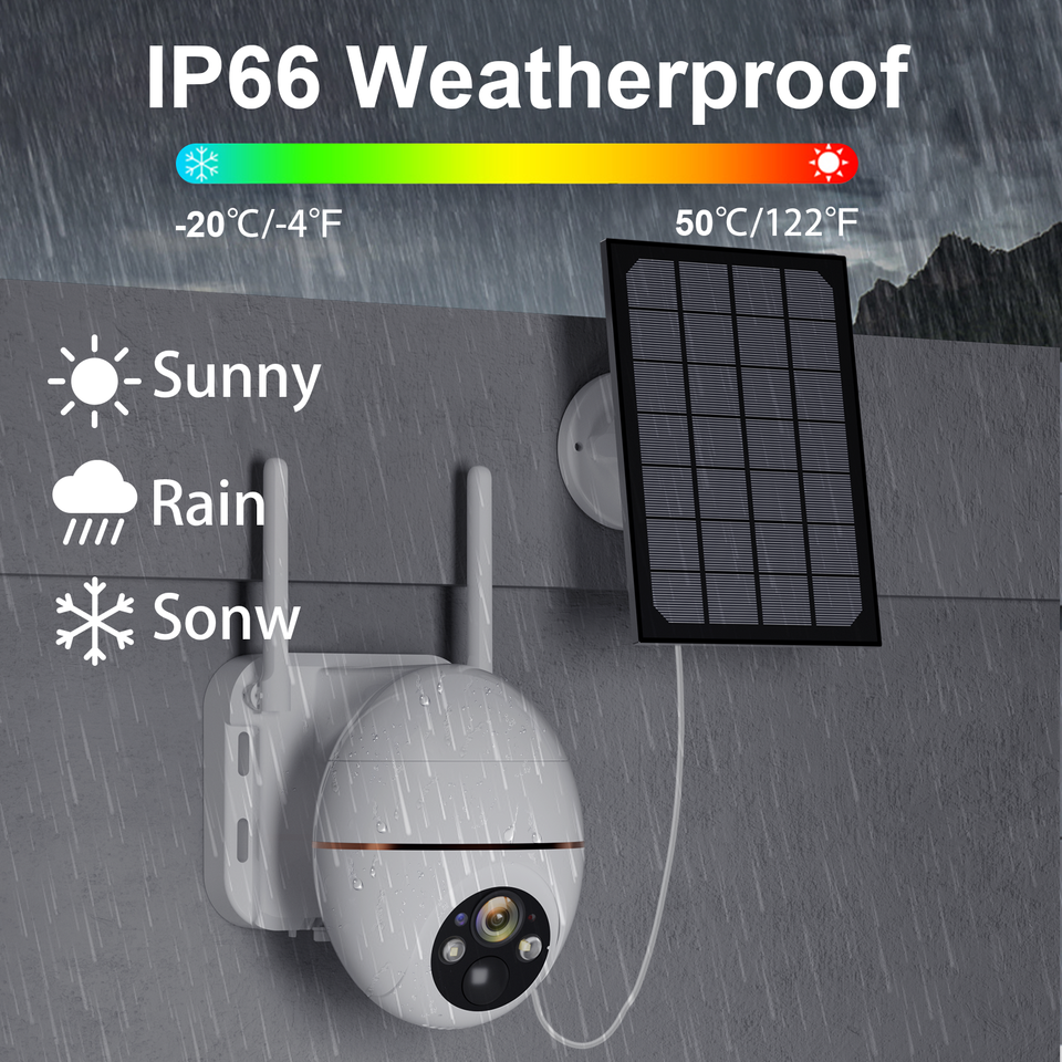 5MP PTZ Solar Power Camera WiFi IP Outdoor IP66 8000mAh Surveil Human ...