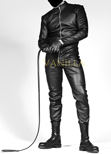 Men's Genuine Soft Leather Catsuit Gothic Overall Bodysuit Long Zipper ...