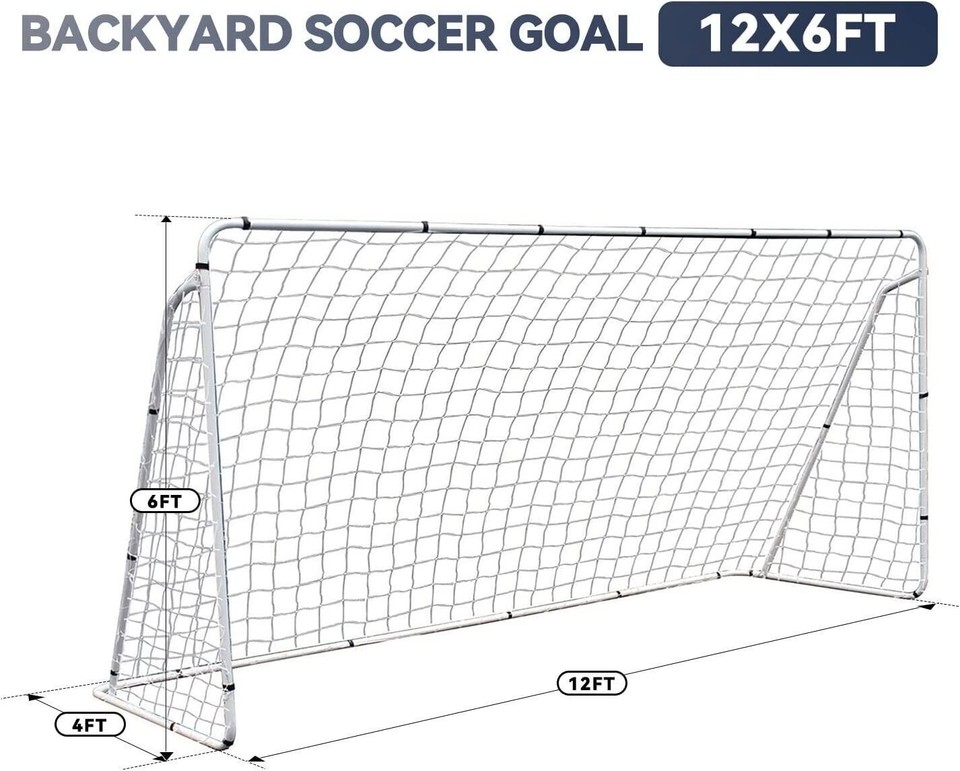 Set of 2 Portable 12' x 6' Soccer Goal for Backyard Heavy Duty Steel ...