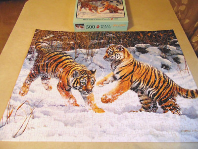 Bits And Pieces Tiger Cubs at Play 500 Piece Wood Jigsaw Puzzle 24" x ...