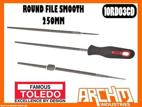TOLEDO 10RD03CD - ROUND FILE SMOOTH - 250MM - DOUBLE SPIRAL CUT TAPERED ...
