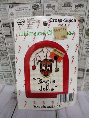 Nos Vtg 80s-90s Whats Bingle Jells Christmas Cross Stitch Kit Vintage ...