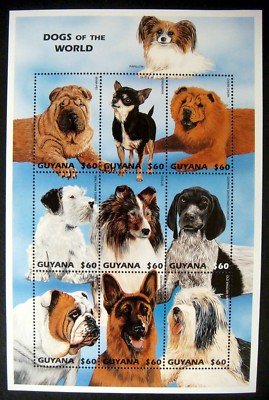 GUYANA DOG STAMPS SHEET 1997 MNH COLLIE SHEPHERD CHIHUAHUA TERRIER ...