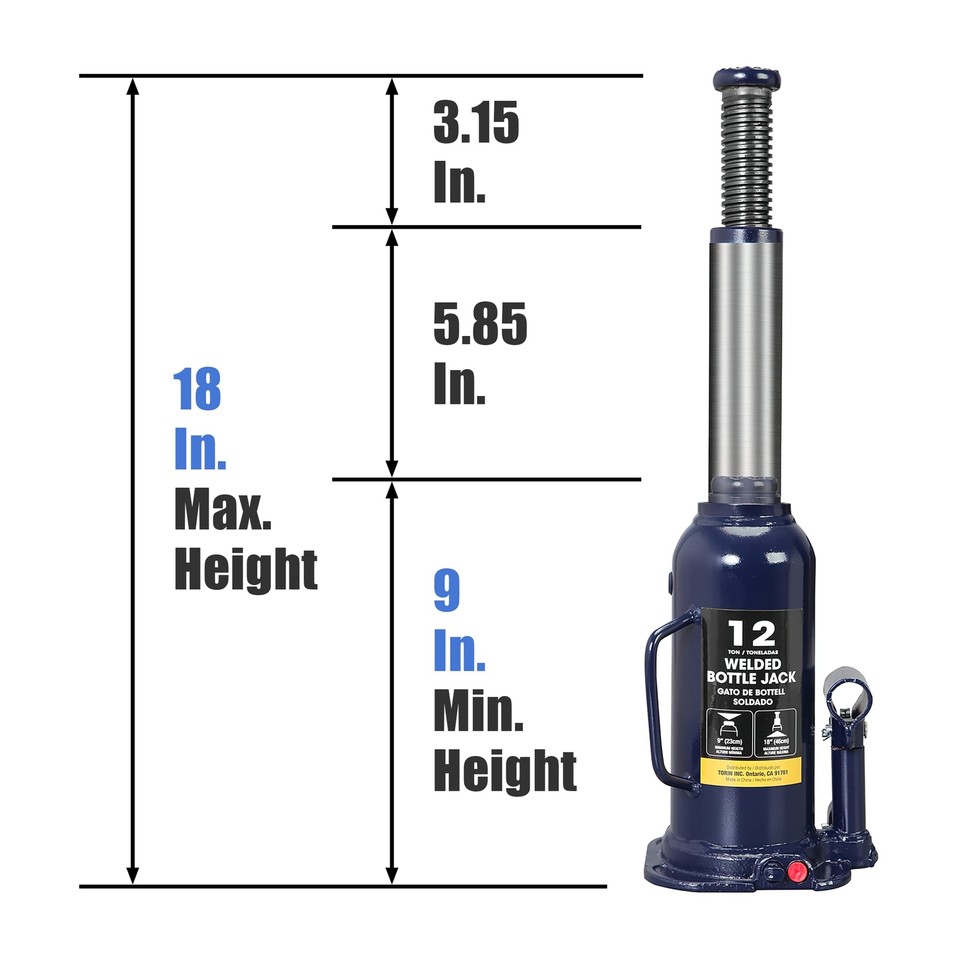 Big Red 12 Ton Torin Welded Portable Bottle Jack Heavy Duty Car Lift ...