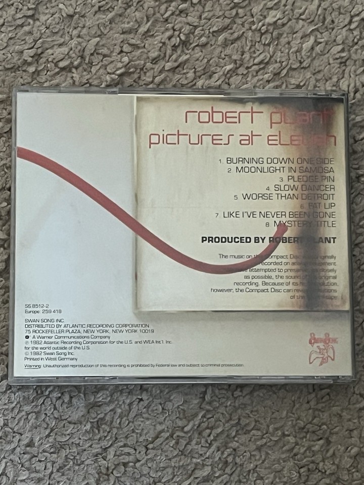 Robert Plant Pictures at Eleven CD 1982 West Germany PolyGram SS 8512-2 ...