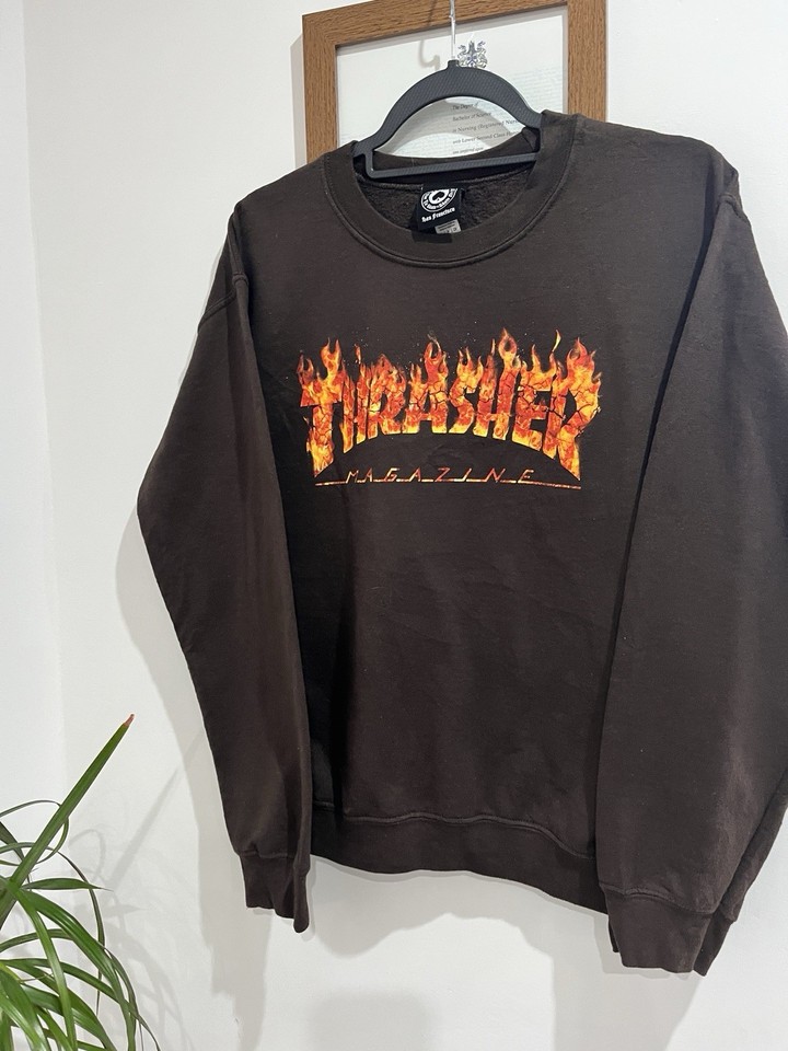 Thrasher Magazine Inferno Crewneck Sweatshirt in the dark chocolate ...