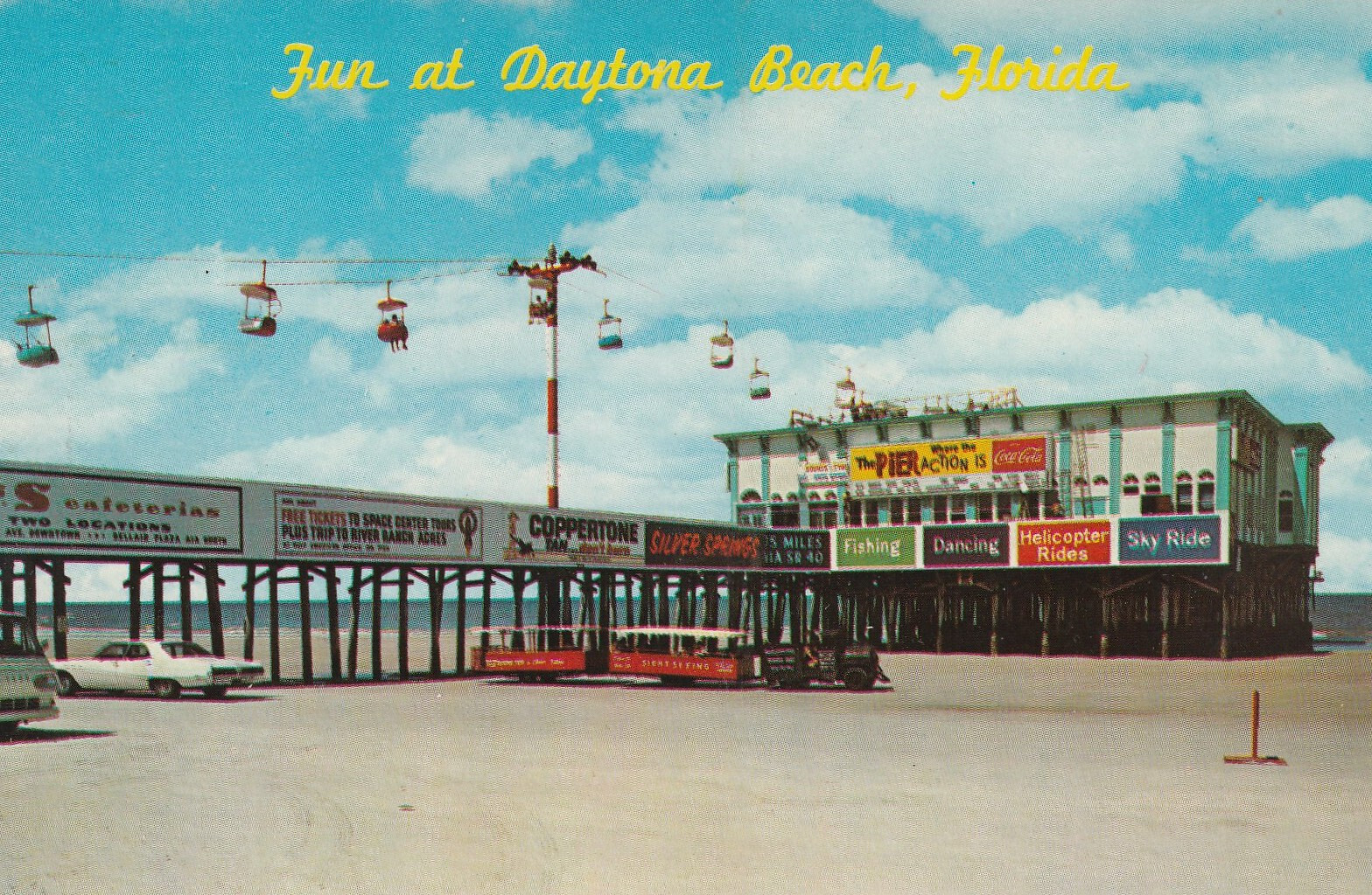 Fun at Daytona Beach, Florida, 1960s Postcard - SKY LIFT | eBay