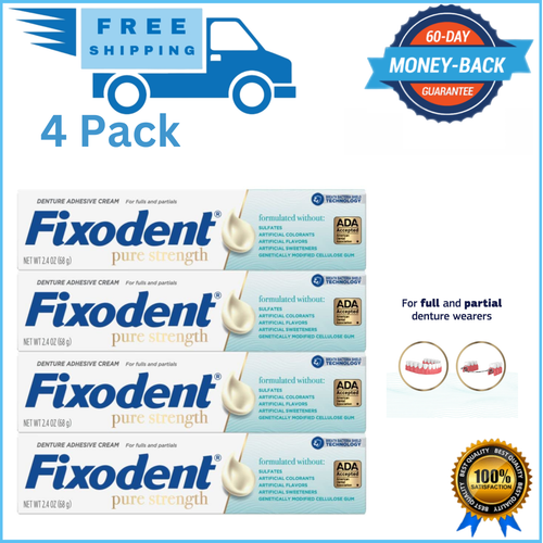 Pure Strength Secure Denture Adhesive Cream for Full and Partial ...