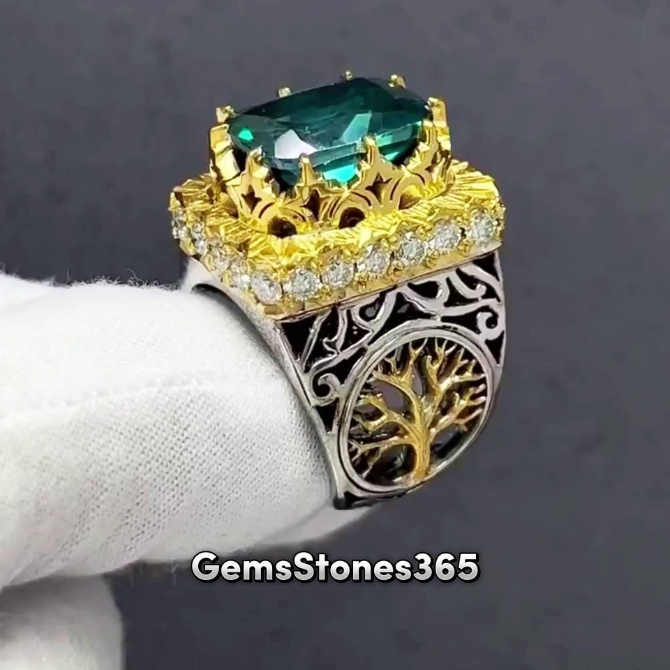 Genuine Mens Emerald Ring For Men Sterling 925 Silver Emerald Zamurd ...