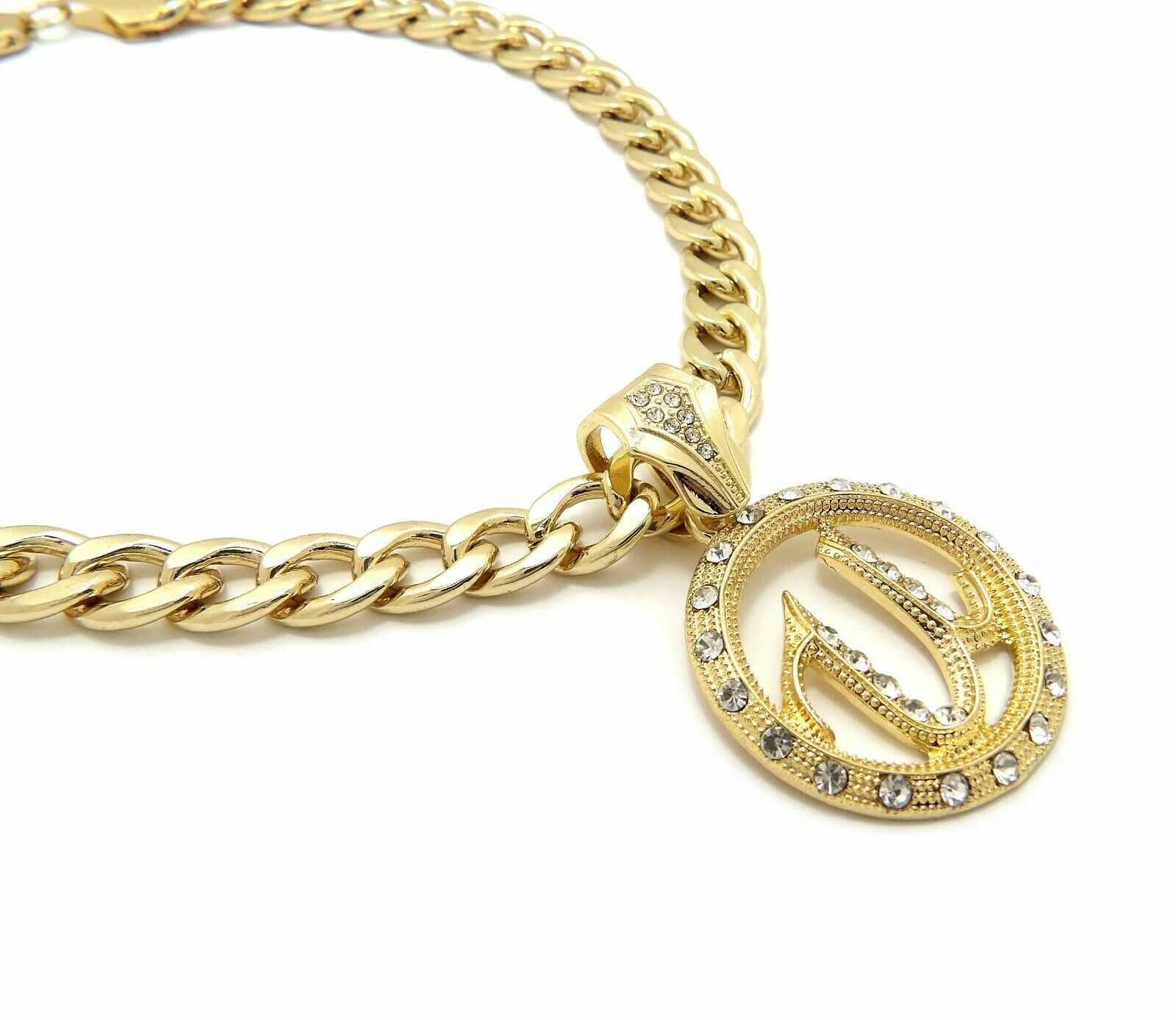 Iced Hip Hop Usher U Round Pendant 11mm/18",20",24" Cuban Chain ...