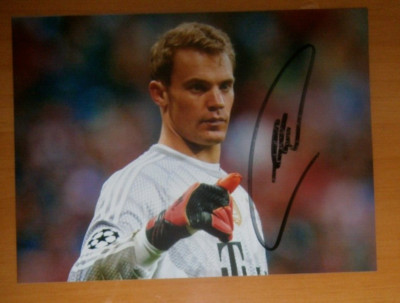 AUTOGRAPH Manuel NEUER WORLD CUP Panini Champions Foto Hand Signed ...