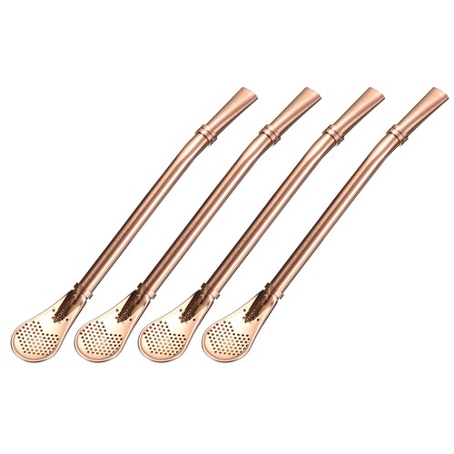 4Pcs 6.2" Stainless Steel Spoon Straw Drinking Straw Spoon with Filter ...