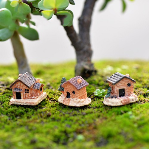 1pcs random Resin House Miniature Figurines Garden Decoration Outdoor ...