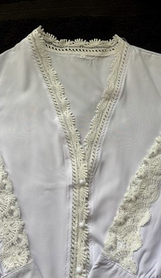 Temu Ladies White Linen Long Cardigan With Ivory Place Trim . New! Size ...