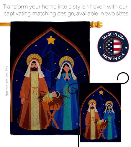 Nativity of Jesus Burlap House Flag Winter Three King Religious Holy ...